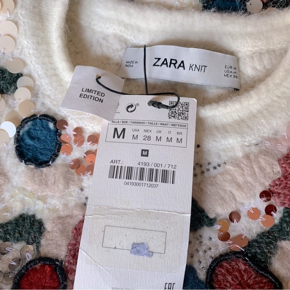 Zara | Sweaters | Zara Knit Limited Edition Sequin Beaded Embellished ...